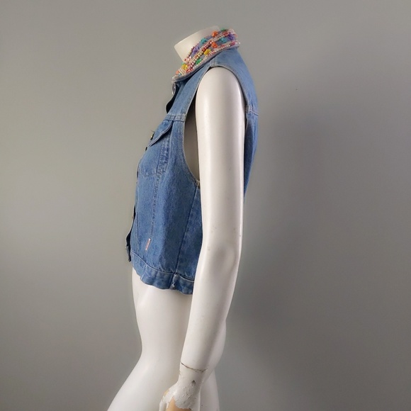 Jou Jou | Jackets & Coats | Vtg 9s Rainbow Sequin Beaded Collar Denim ...